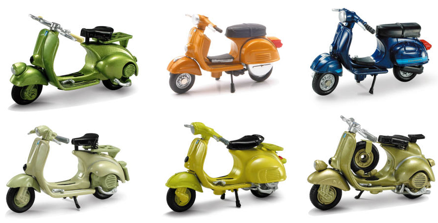 New-Ray Toys Vespa 6 Piece Scale Model SET