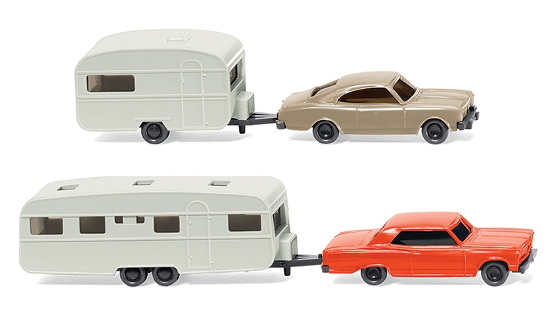 Wiking Model Car and Camper Trailer 2